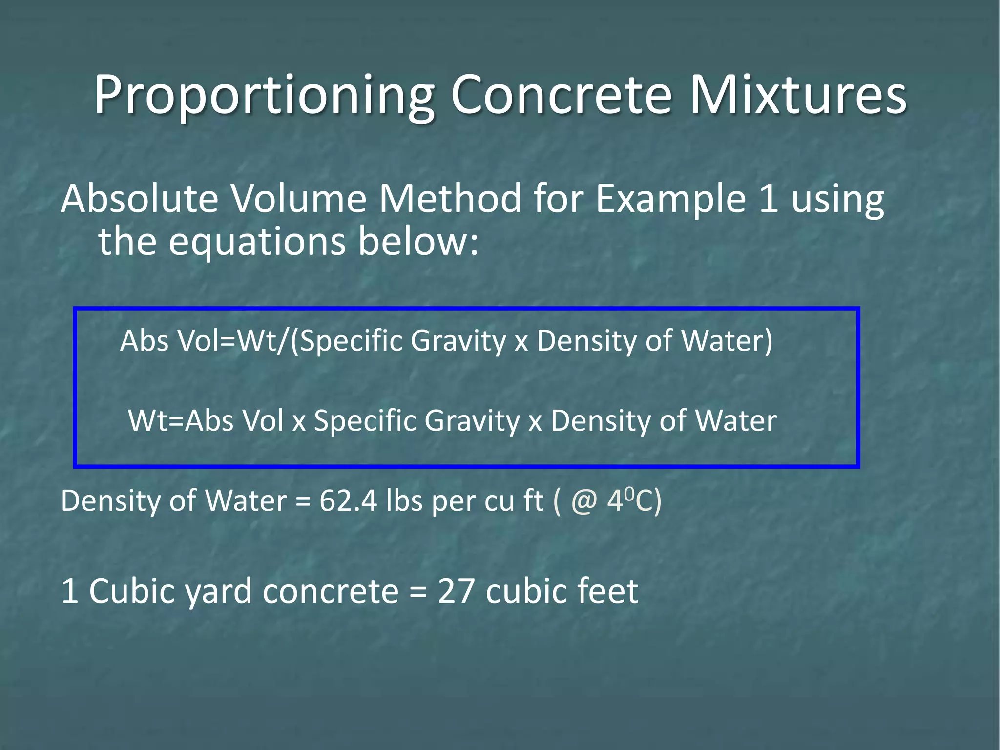 CON 124 - Session 5 - Examples of Concrete Proportioning | PPTX