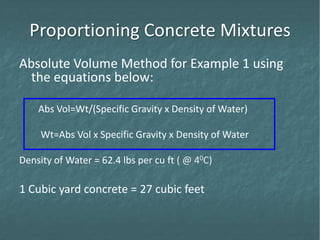 CON 124 - Session 5 - Examples of Concrete Proportioning | PPTX