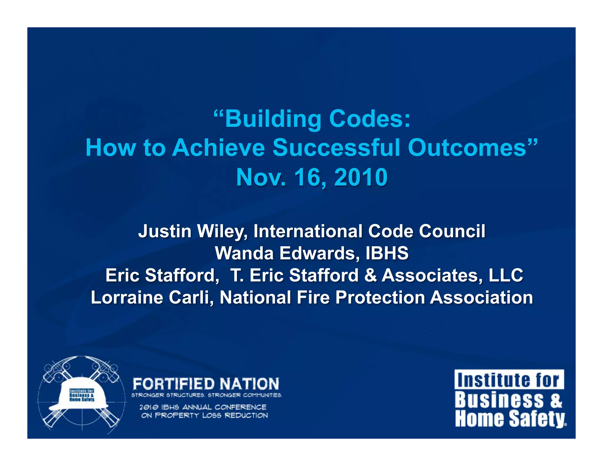 Building Codes – How to Achieve Successful Outcomes | PPT