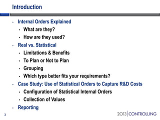 Set up and utilize internal orders as standard SAP functionality | PPT