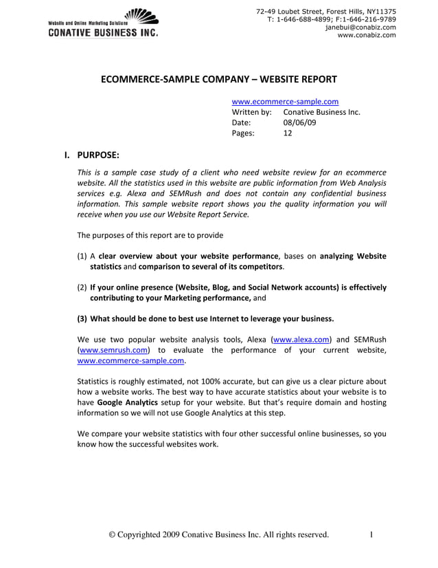 Sample Ecommerce - Website Report v2 | PDF | Search | Internet