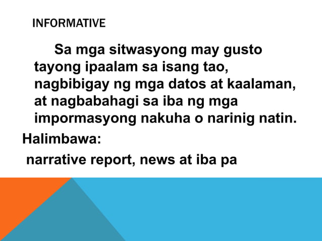 Conative, informative at labeling na gamit ng wika | PPTX