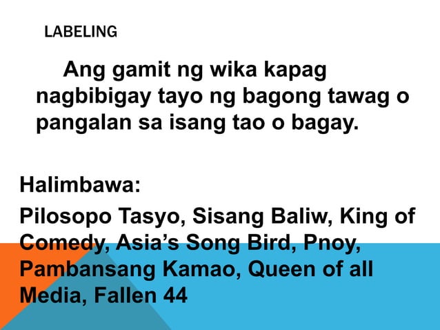 Conative, informative at labeling na gamit ng wika