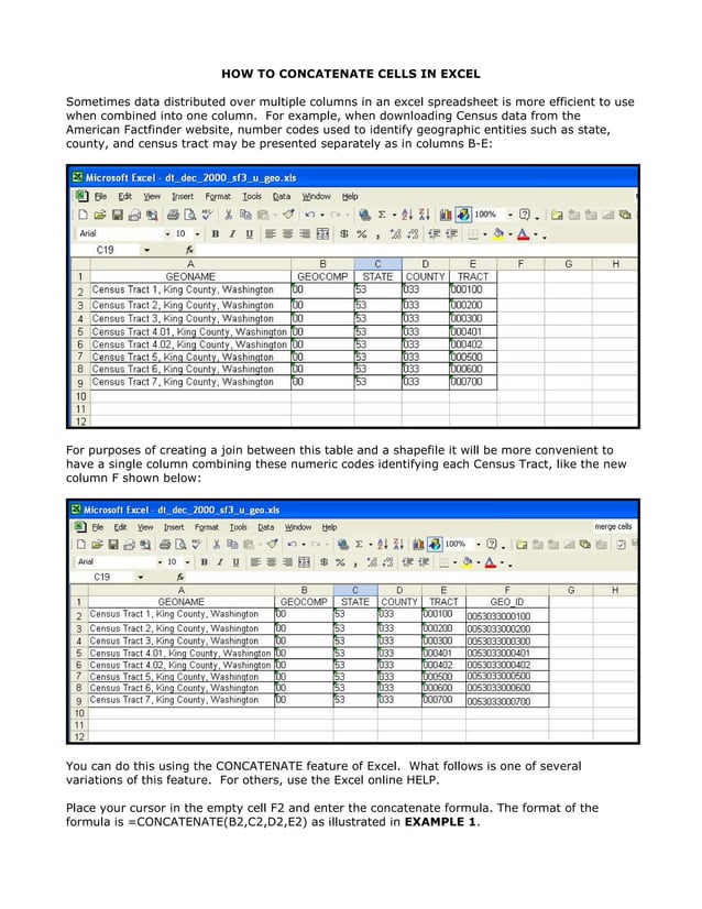 Concatenate excel | PDF