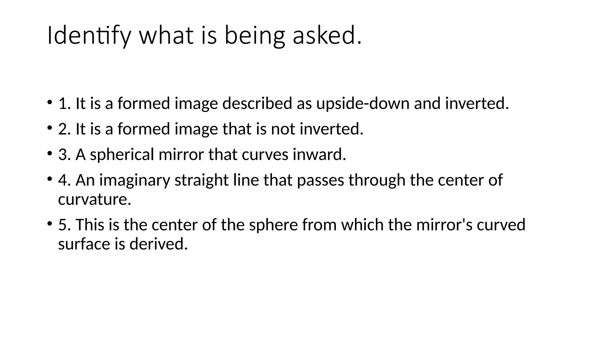 CONCAVE MIRROR parts of concave mirror and diagrams | PPT