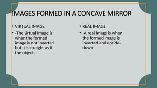 CONCAVE MIRROR parts of concave mirror and diagrams | PPT