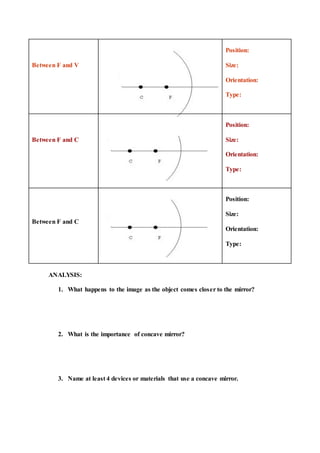 concave mirror activity sheet | DOC