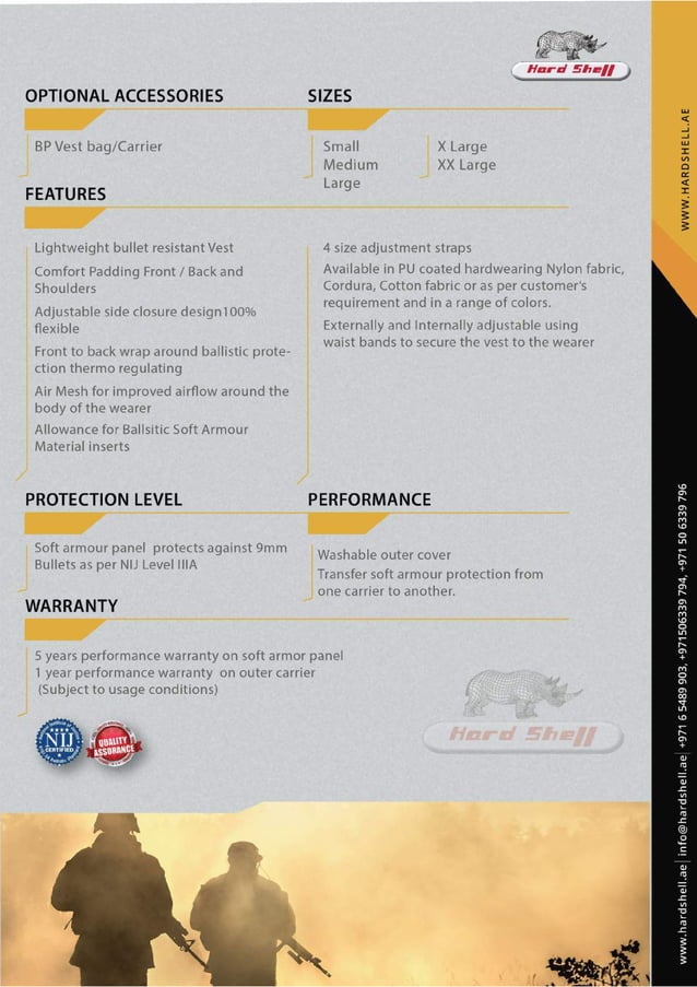 Concealable Body Armour Vest- Hard Shell | PDF