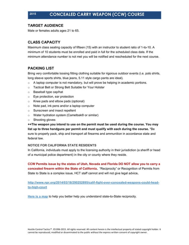 Concealed Carry Weapon (CCW) Course | PDF | Arms & Ammunition ...