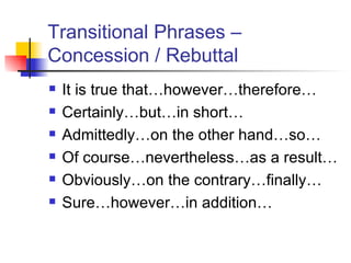 Concession and Rebuttal -- OSPI | PPT