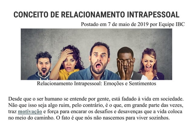 Conceito de relacionamento intrapessoal | PPT