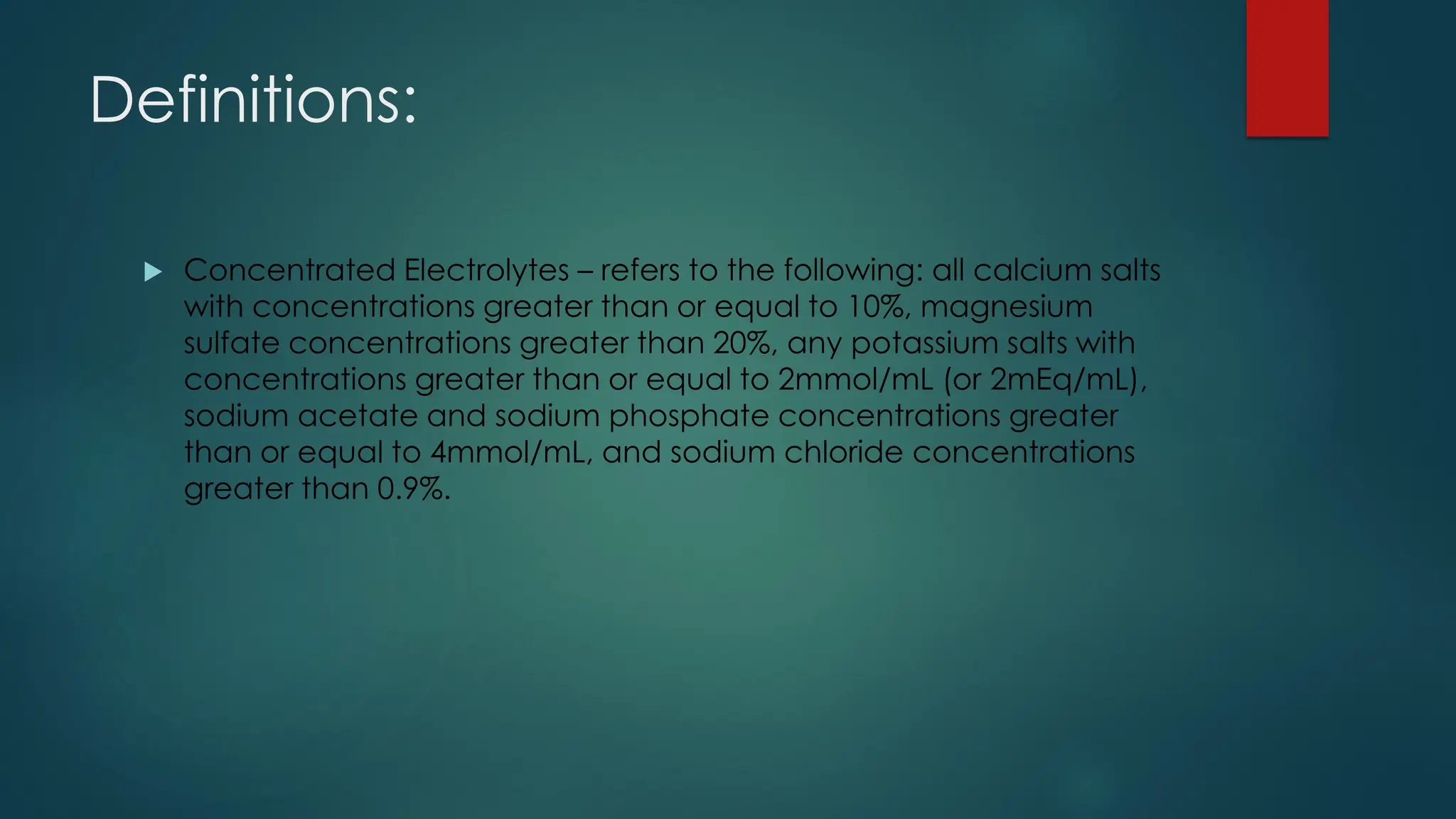 Concentrated electrolytes ; policy and Indications | PDF