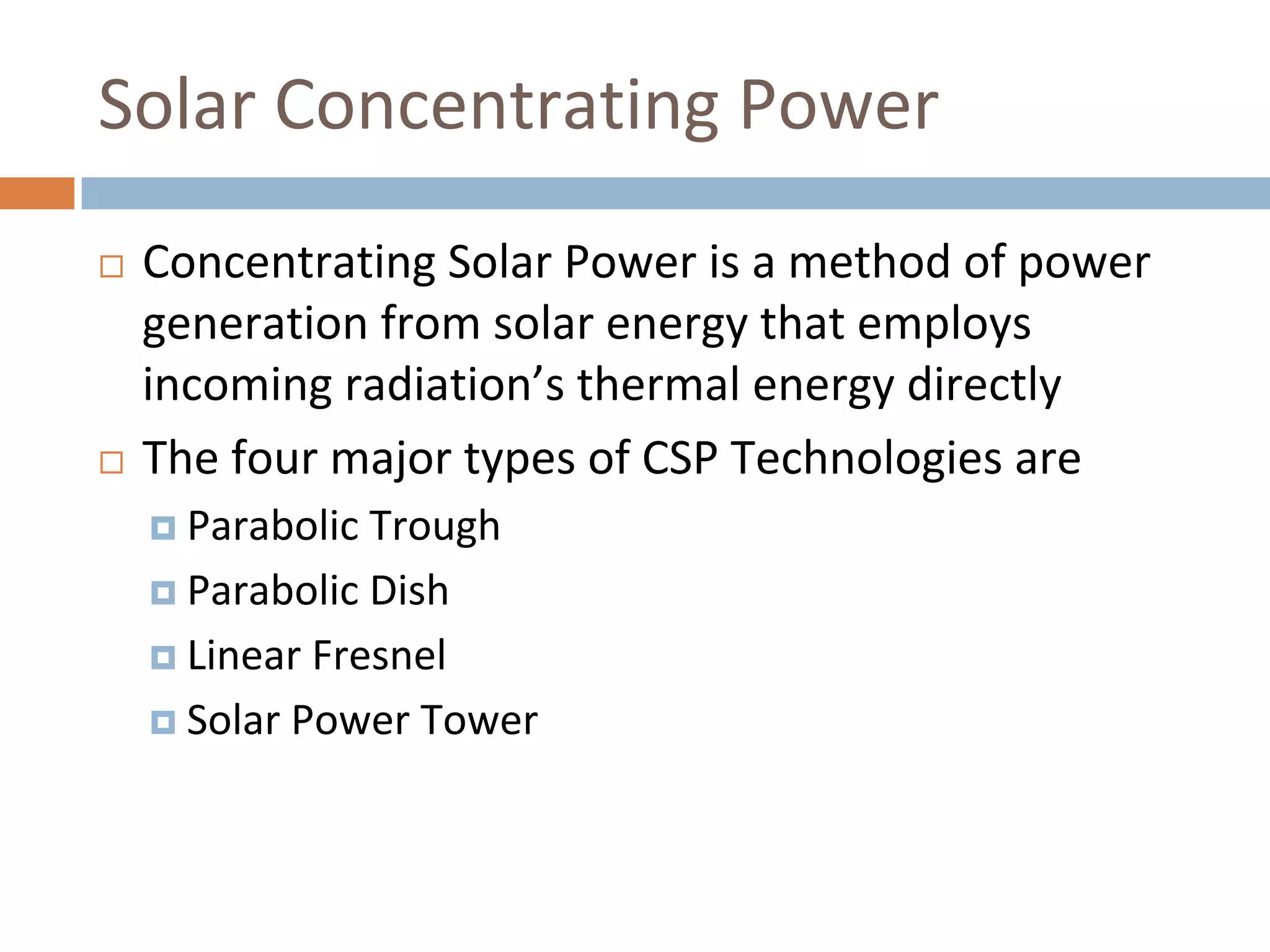 Concentrated solar power in India - an evaluation | PDF