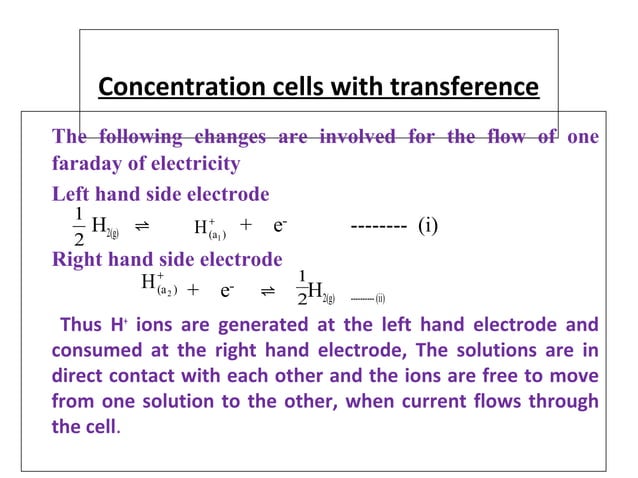 Concentration cells | PPT | Chemistry | Science