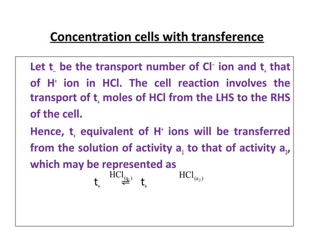 Concentration cells | PPT | Chemistry | Science