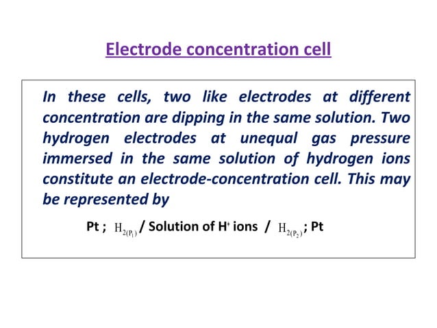 Concentration cells | PPT | Chemistry | Science
