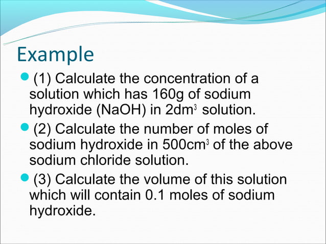 Moles and concentration of solutions | PPT | Chemistry | Science