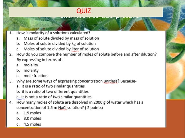 Concentration of Solutions presentation a | PPTX