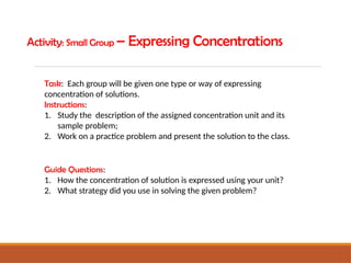 Concentration of Solutions presentation a | PPTX