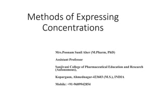 Methods of expressing Concentrations | PPTX | Chemistry | Science