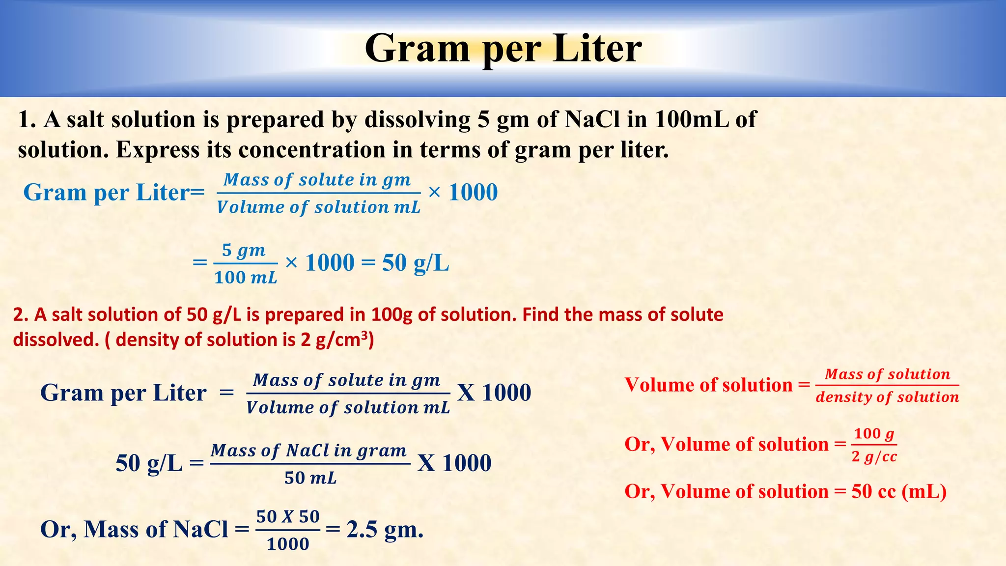Concentration terms chemistry class 12 note | PDF