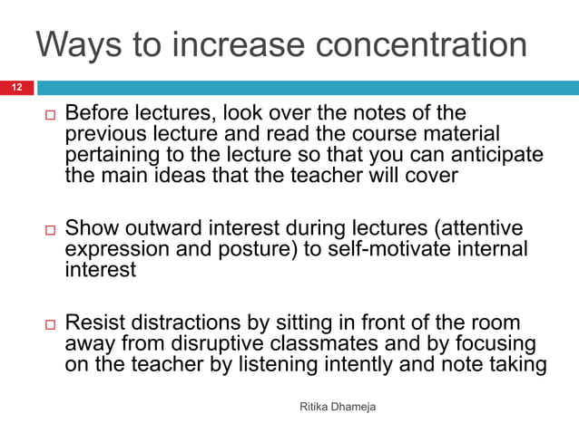 Concentration tips | PPTX | Education