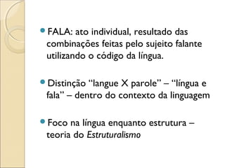 Concepões de língua, linguagem, norma e fala | PPT