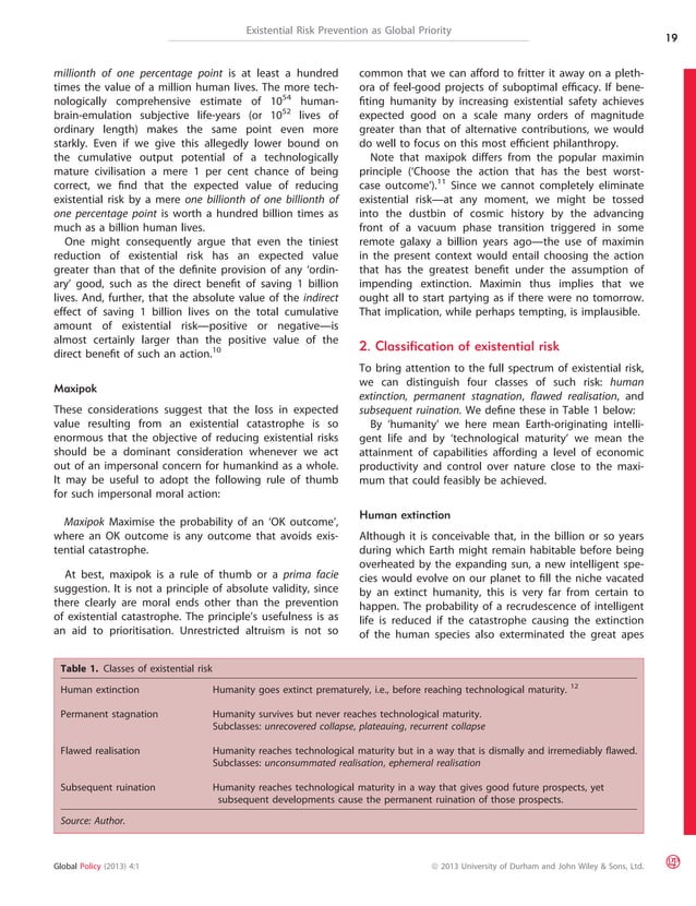 Existential Risk Prevention as Global Priority | PDF