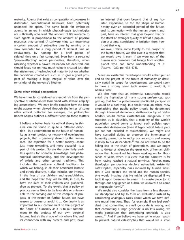 Existential Risk Prevention as Global Priority | PDF