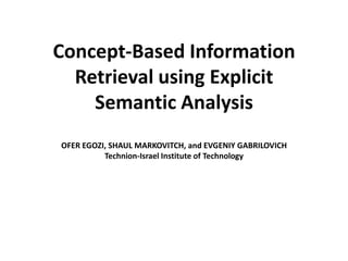 Concept based information retrieval using explicit | PPTX | Search | Internet