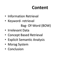 Concept based information retrieval using explicit | PPTX | Search | Internet