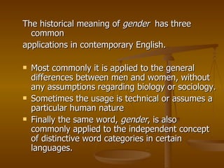 Concept & Context of Gender | PPT | Family and Relationships
