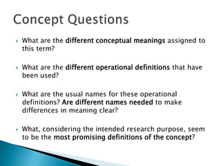Concept Explication - Theoretical Issues - Intro to Quantitative | PPT