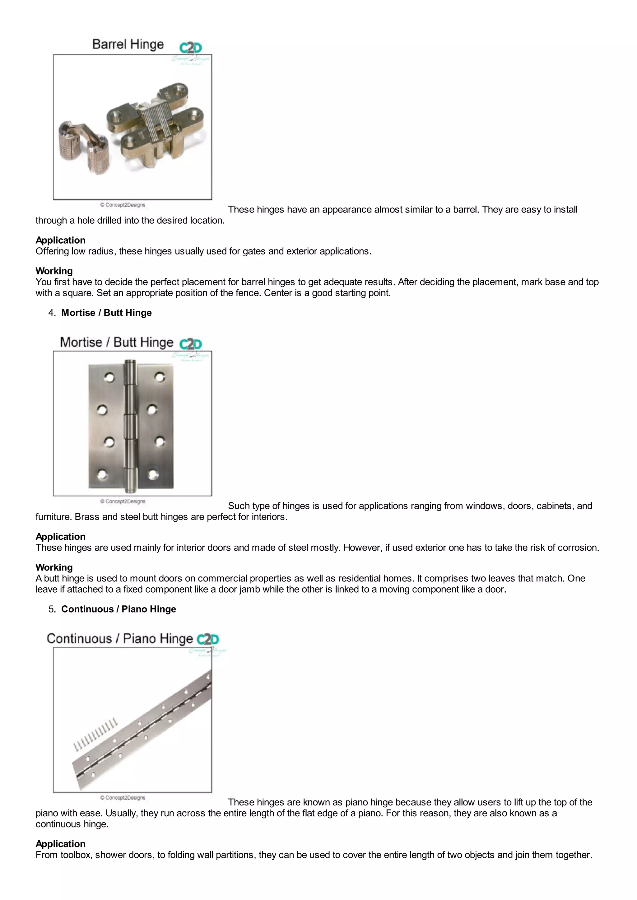 TYPES OF HINGES – HOW TO PICK THE PERFECT HINGES FOR DOOR OR CABINET? | PDF