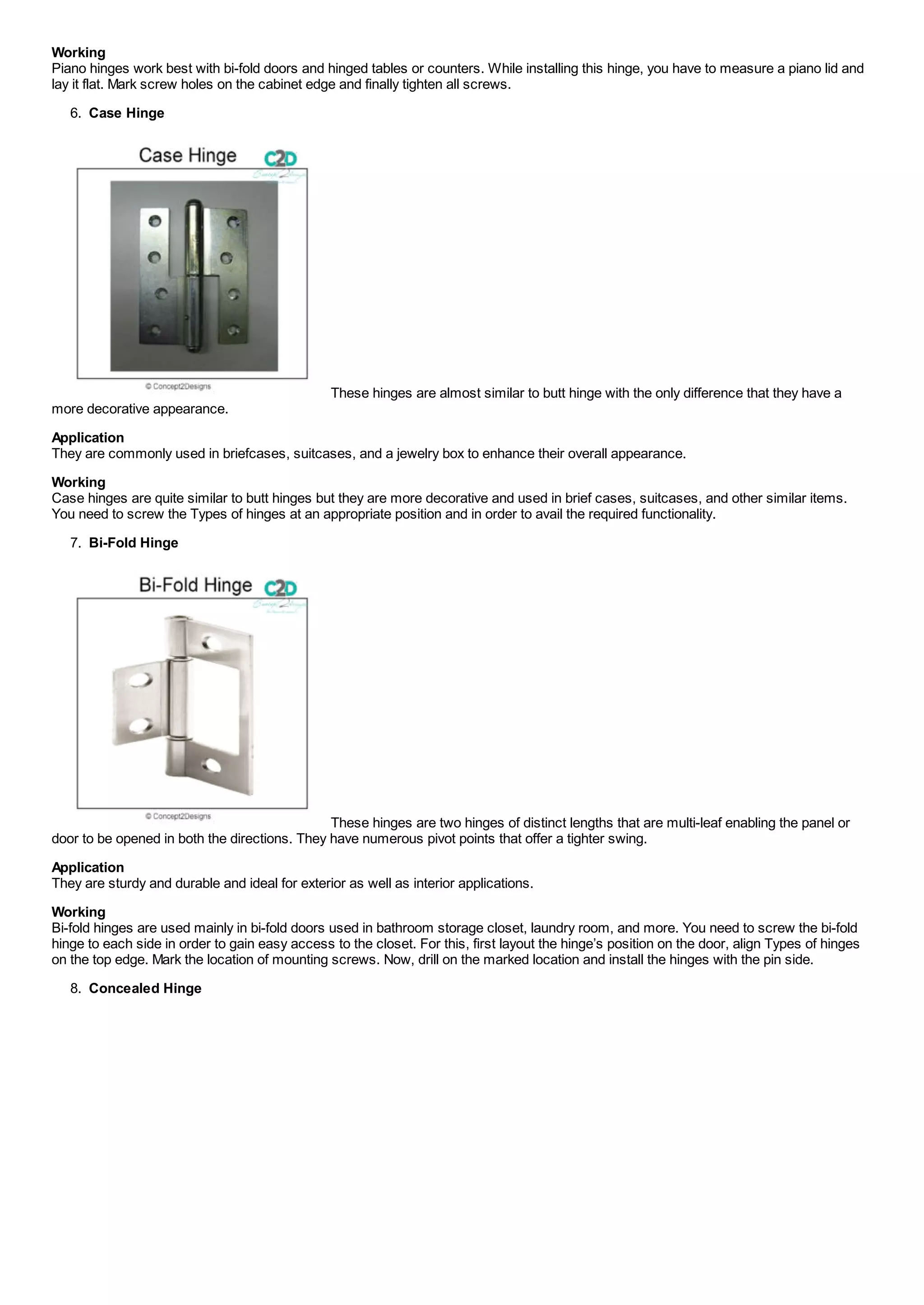 TYPES OF HINGES – HOW TO PICK THE PERFECT HINGES FOR DOOR OR CABINET? | PDF