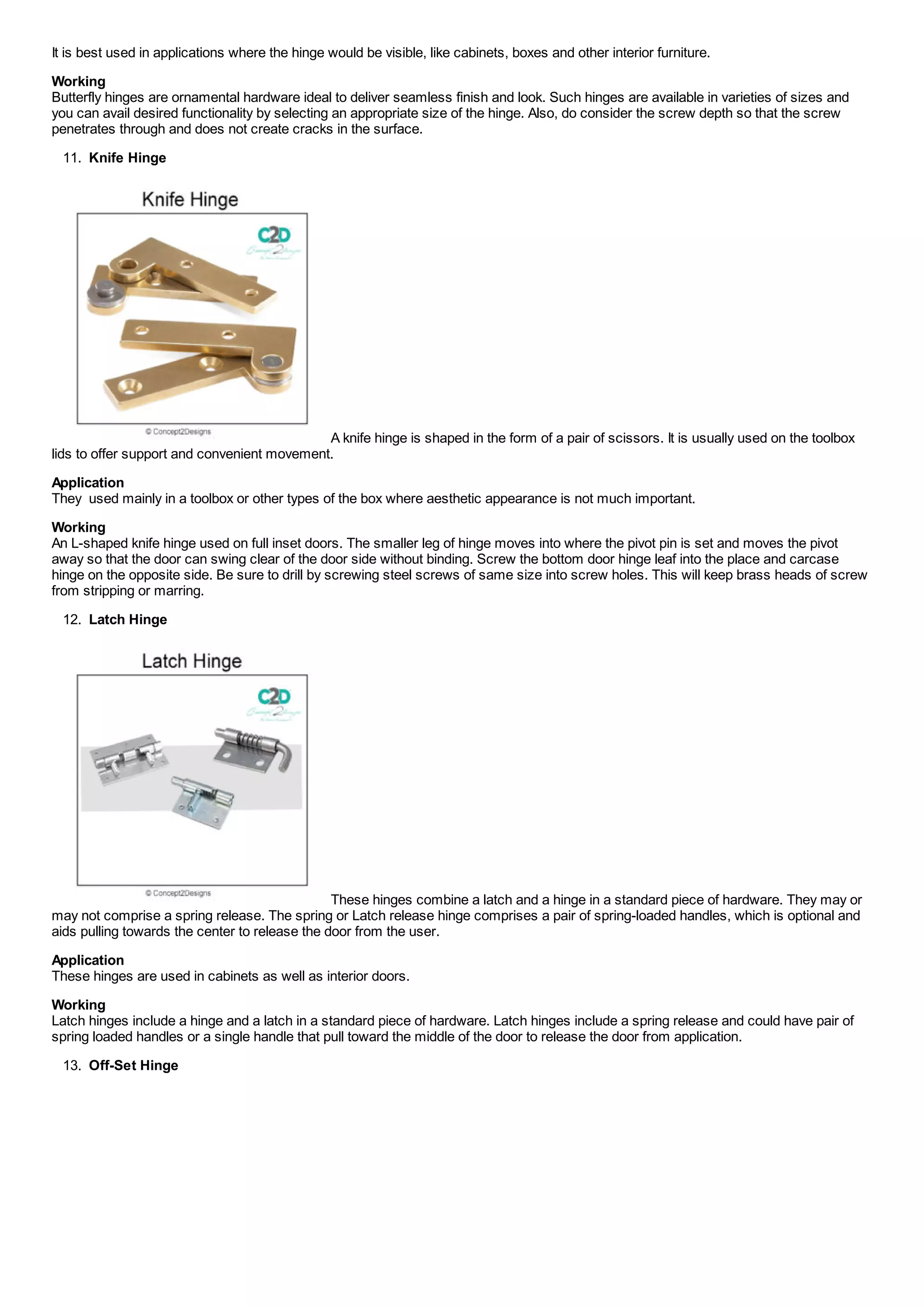 TYPES OF HINGES – HOW TO PICK THE PERFECT HINGES FOR DOOR OR CABINET? | PDF