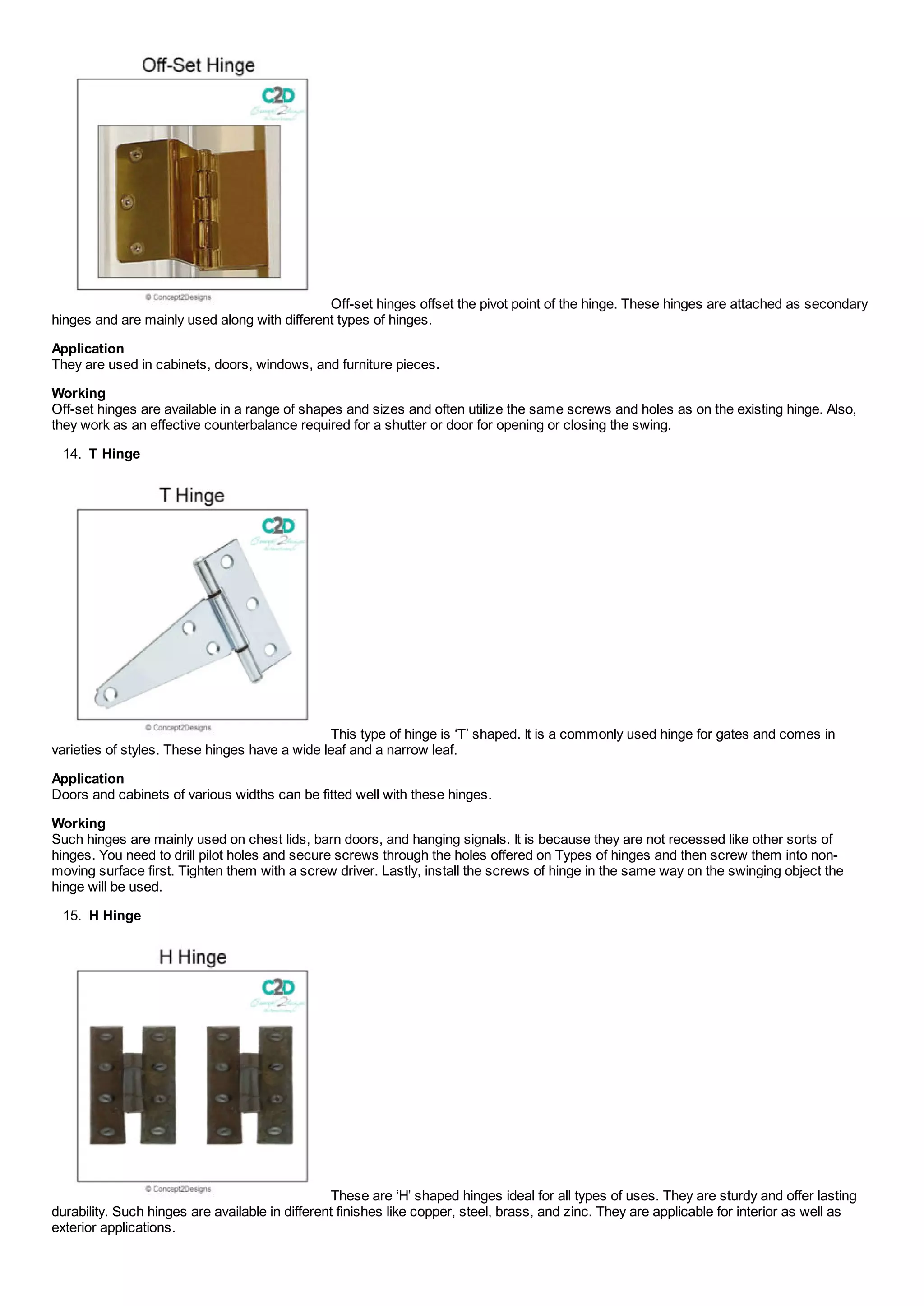 TYPES OF HINGES – HOW TO PICK THE PERFECT HINGES FOR DOOR OR CABINET? | PDF