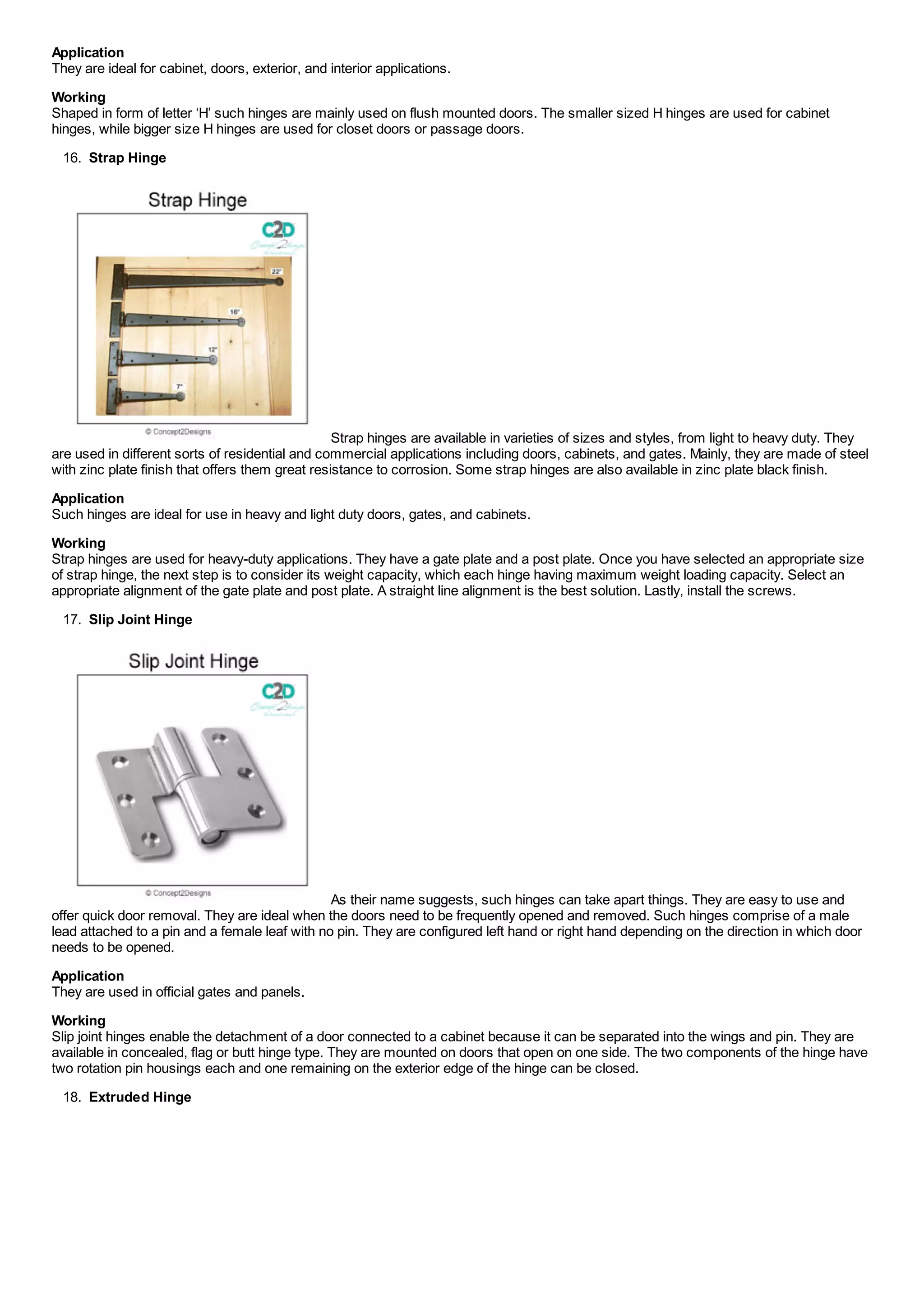 TYPES OF HINGES – HOW TO PICK THE PERFECT HINGES FOR DOOR OR CABINET? | PDF