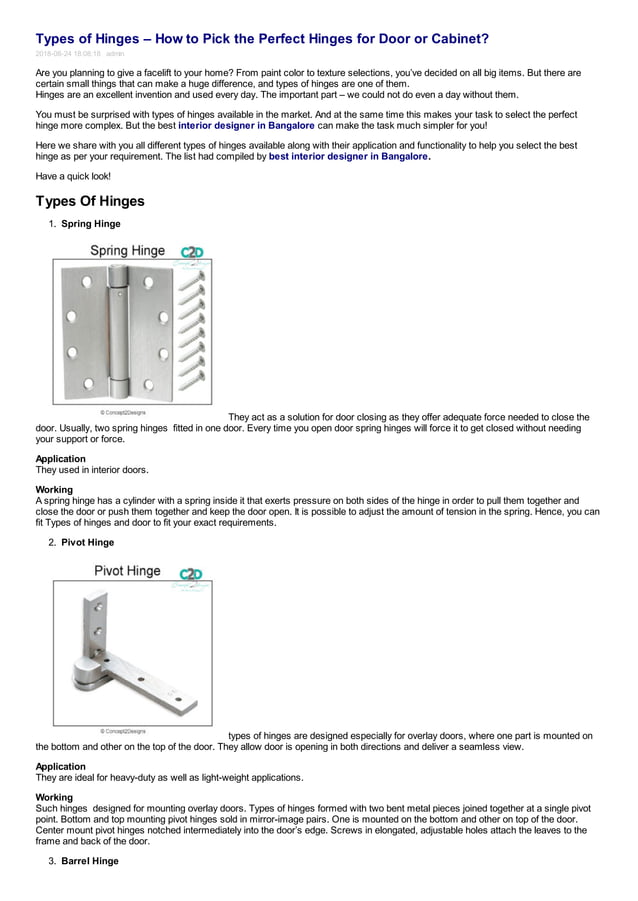 TYPES OF HINGES – HOW TO PICK THE PERFECT HINGES FOR DOOR OR CABINET ...