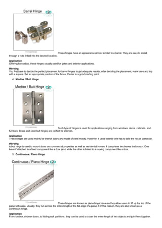 TYPES OF HINGES – HOW TO PICK THE PERFECT HINGES FOR DOOR OR CABINET? | PDF