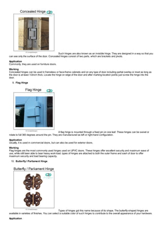 TYPES OF HINGES – HOW TO PICK THE PERFECT HINGES FOR DOOR OR CABINET? | PDF