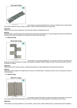 TYPES OF HINGES – HOW TO PICK THE PERFECT HINGES FOR DOOR OR CABINET? | PDF