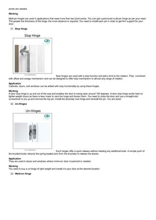 TYPES OF HINGES – HOW TO PICK THE PERFECT HINGES FOR DOOR OR CABINET? | PDF