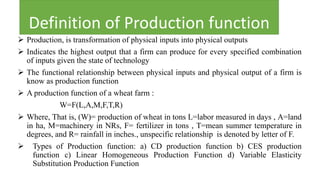Concept and application of cd and ces production function in resource ...