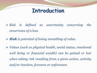 Concept and categories of risk | PPTX