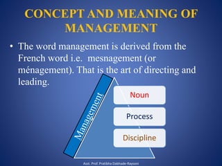 Concept, Meaning and Definitions of Management by Asst. Prof Pratibha ...