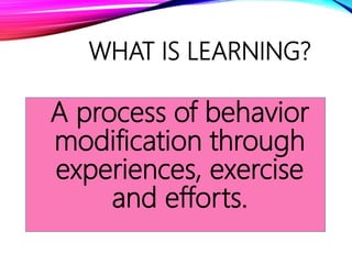 Concept and Nature of Learning | PPTX | Educational Assessment | Education