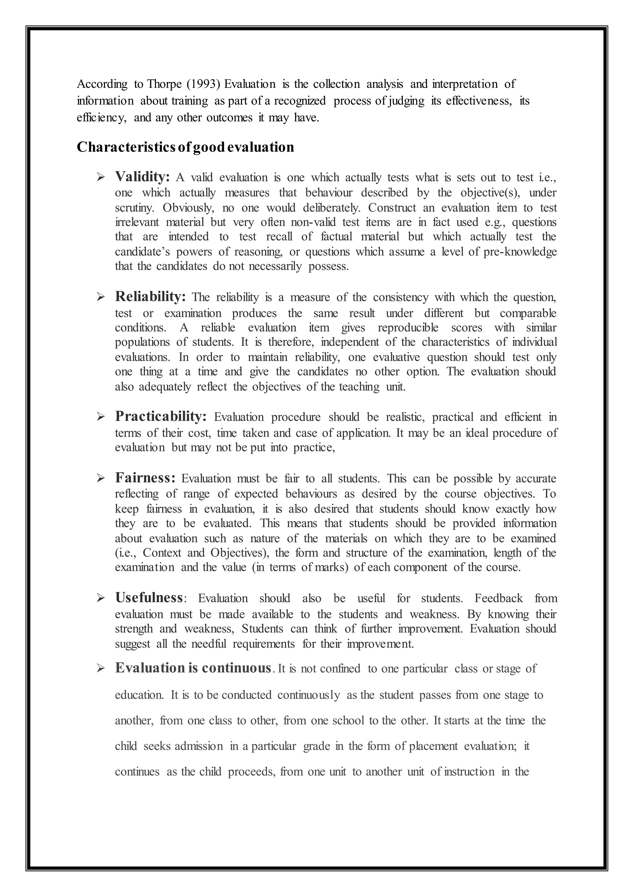 Concept and nature of measurment and evaluation (1) | DOCX