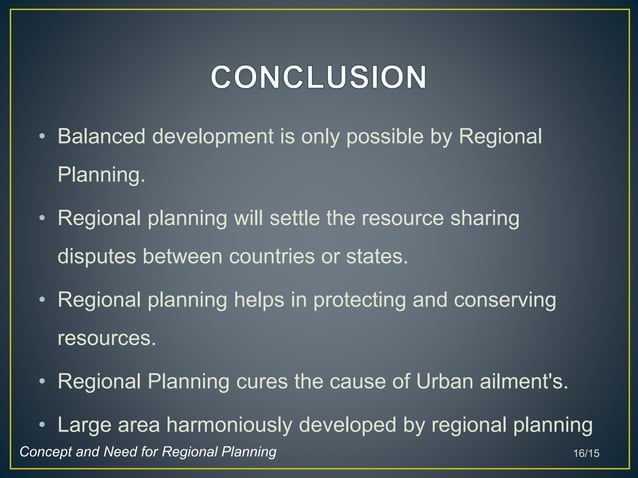 Concept and need for regional planning | PPTX