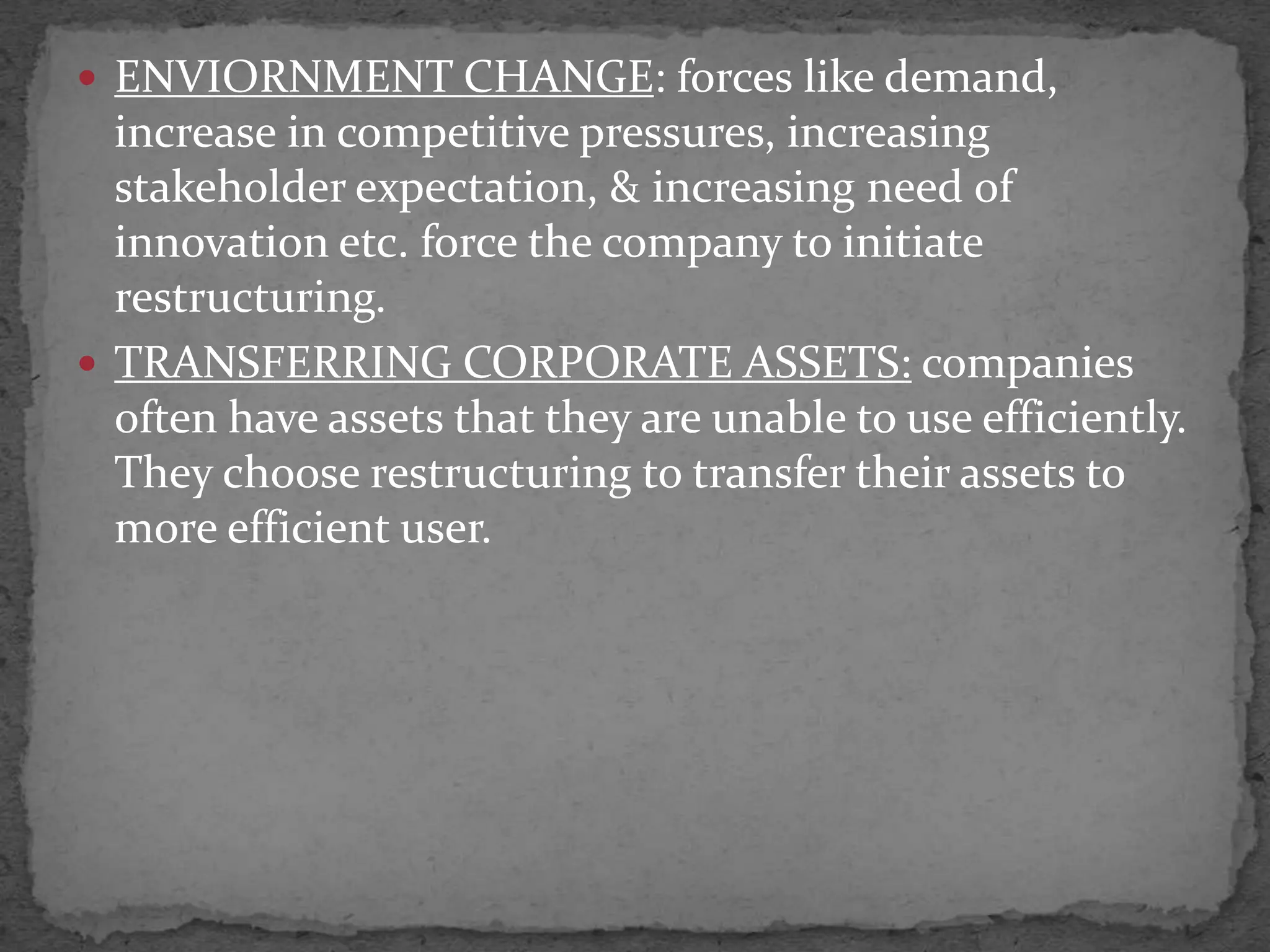 Concept and reasons of corporate restructuring | PPTX